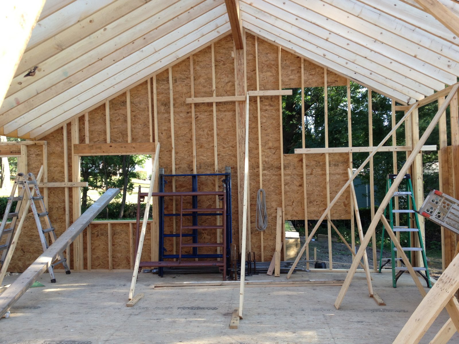 Pretty Good Lake House: Ridge beam and rafters
