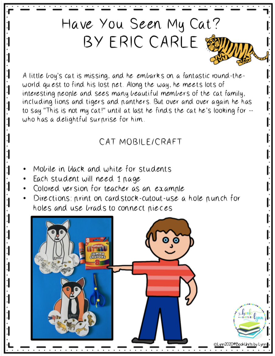 HAVE YOU SEEN MY CAT? MOBILE/CRAFT ~ Book Units by Lynn