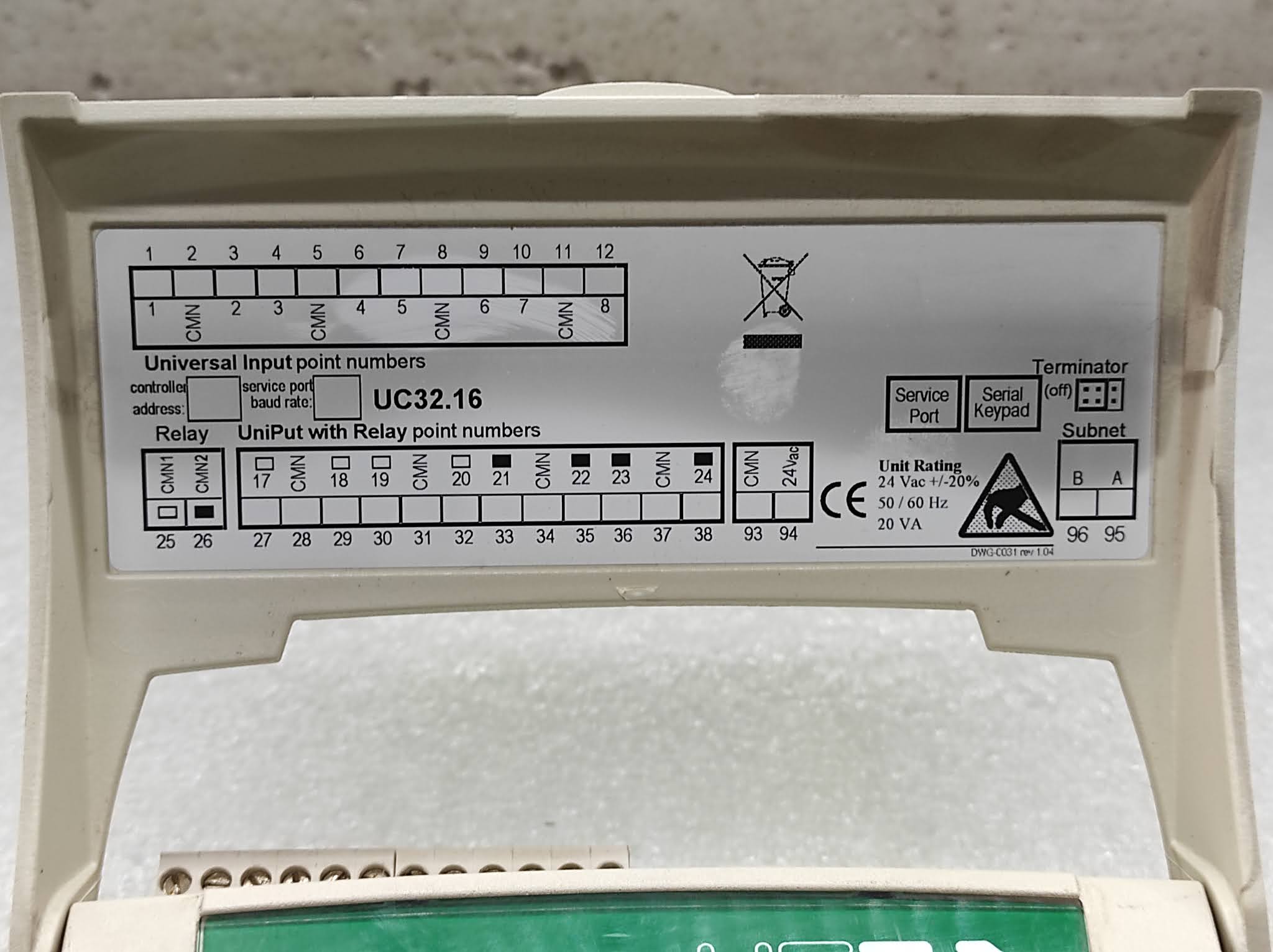 ABB CYLON UNITRON UC32 PROGRAMMABLE CONTROLLER UC32.16