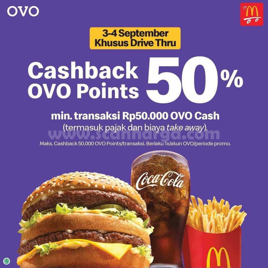 Promo McDonalds Cashback OVO 50% Khusus Grabfood & Drive Thru - scanharga
