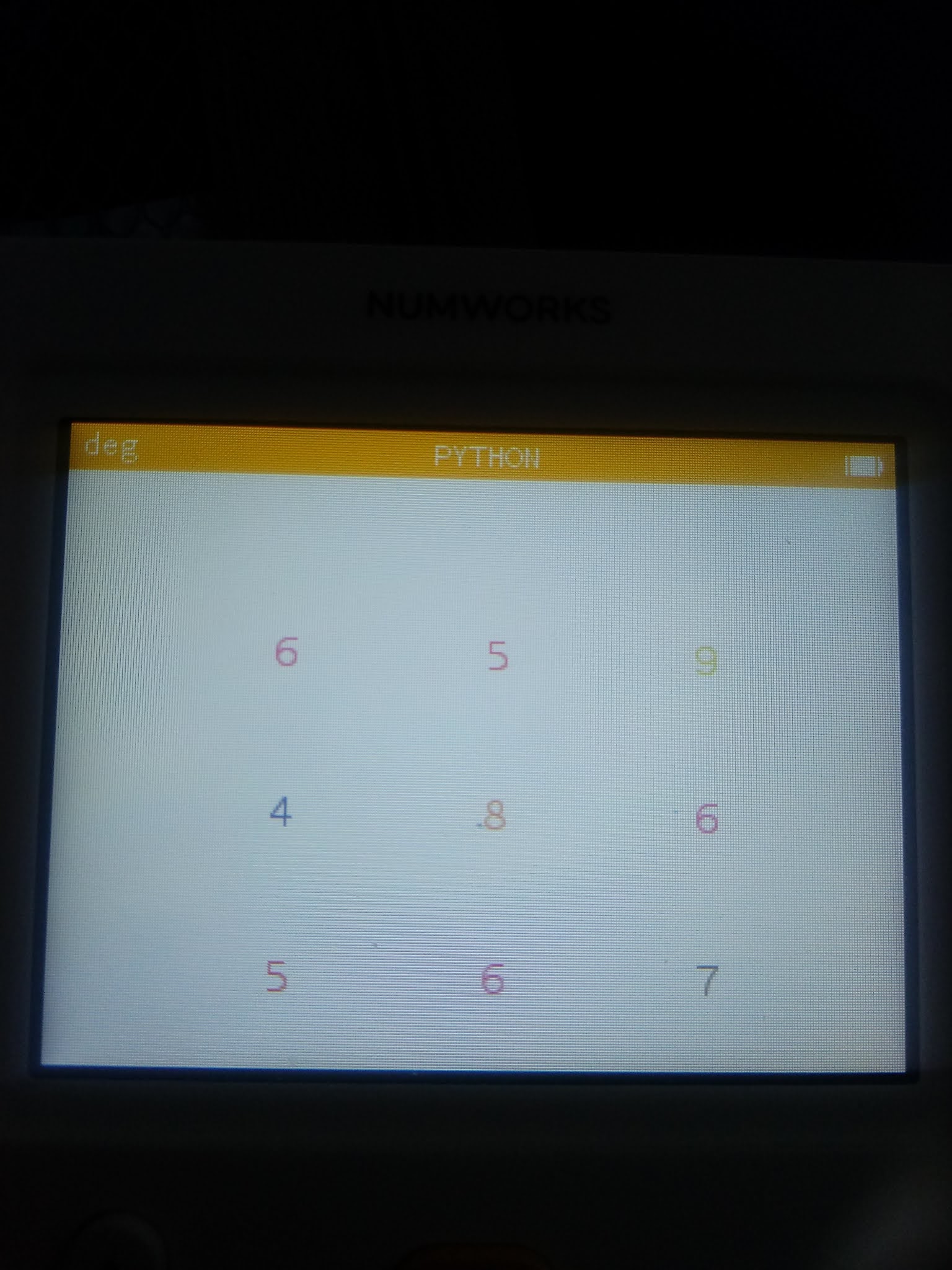 Eddie's Math and Calculator Blog: Numworks: Generating a Colorful Matrix