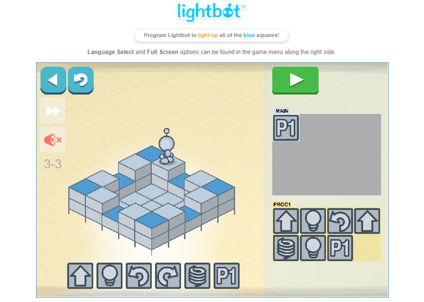 7mo Grado - VDS - 2020: Hour of code-Programming concepts-Lightbot Level 3