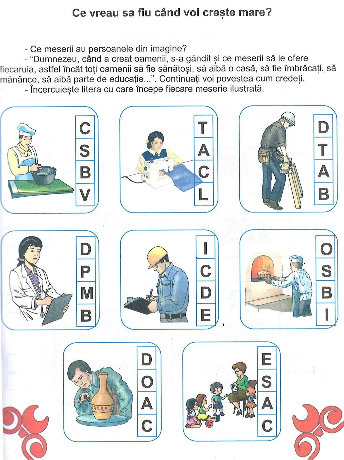 Clasa românașilor: Profesii (pentru copiii de 5 ani)