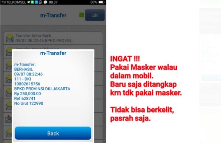 Pengendara Banyak yang Coba Nego, Tak Pakai Masker Didenda Rp 250 Ribu - BeritaIslam.org