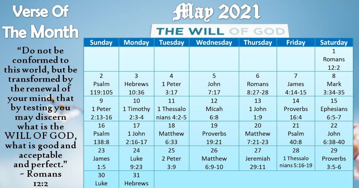 Daily Verse Calendar - MAY 2021 - Printable Version