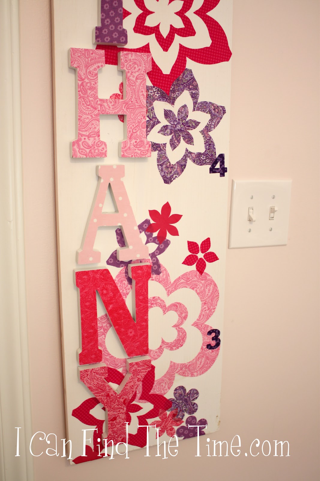 Wooden Growth Chart with Fabric 'Appliques'