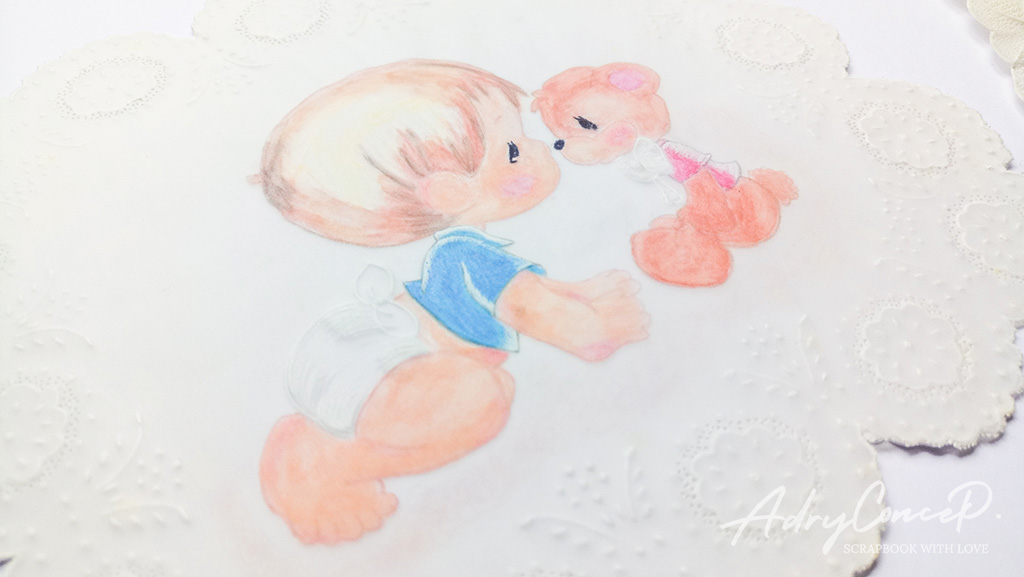 BABY VELLUM CARD USING WATERCOLOUR PENCILS - Adry Concep - Scrapbook ...