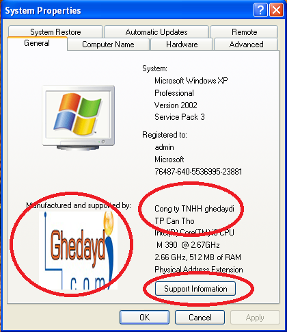 Hướng dẫn cách thay đổi System Properties trên Windows XP | Ghé đây đi!