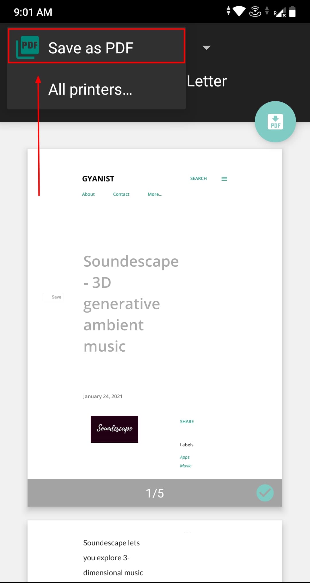 How to save a webpage as PDF in Google Chrome on Android?