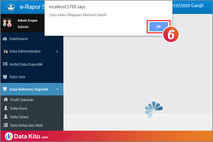 Langkah #6 Admin eRapor - Menu Data Referensi Dapodik - Data Kito