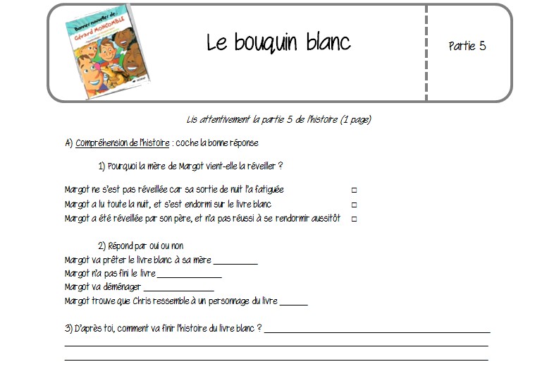 Le bouquin blanc - lecture compréhension et niveaux de langue