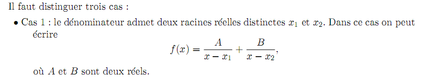 Primitives de fraction rationnelles
