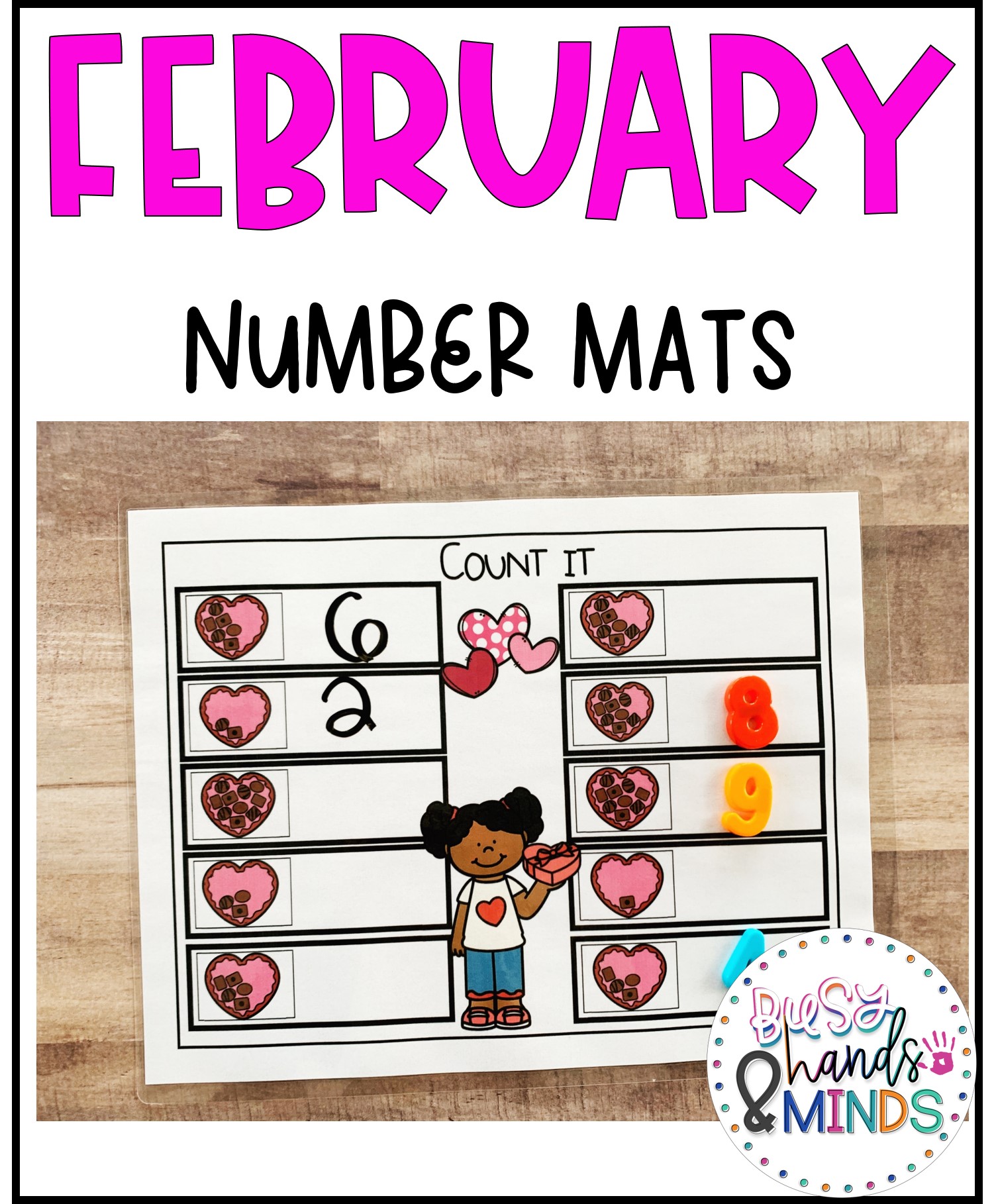 Valentine's Day Number Mats for Preschool | Busy Hands and Minds
