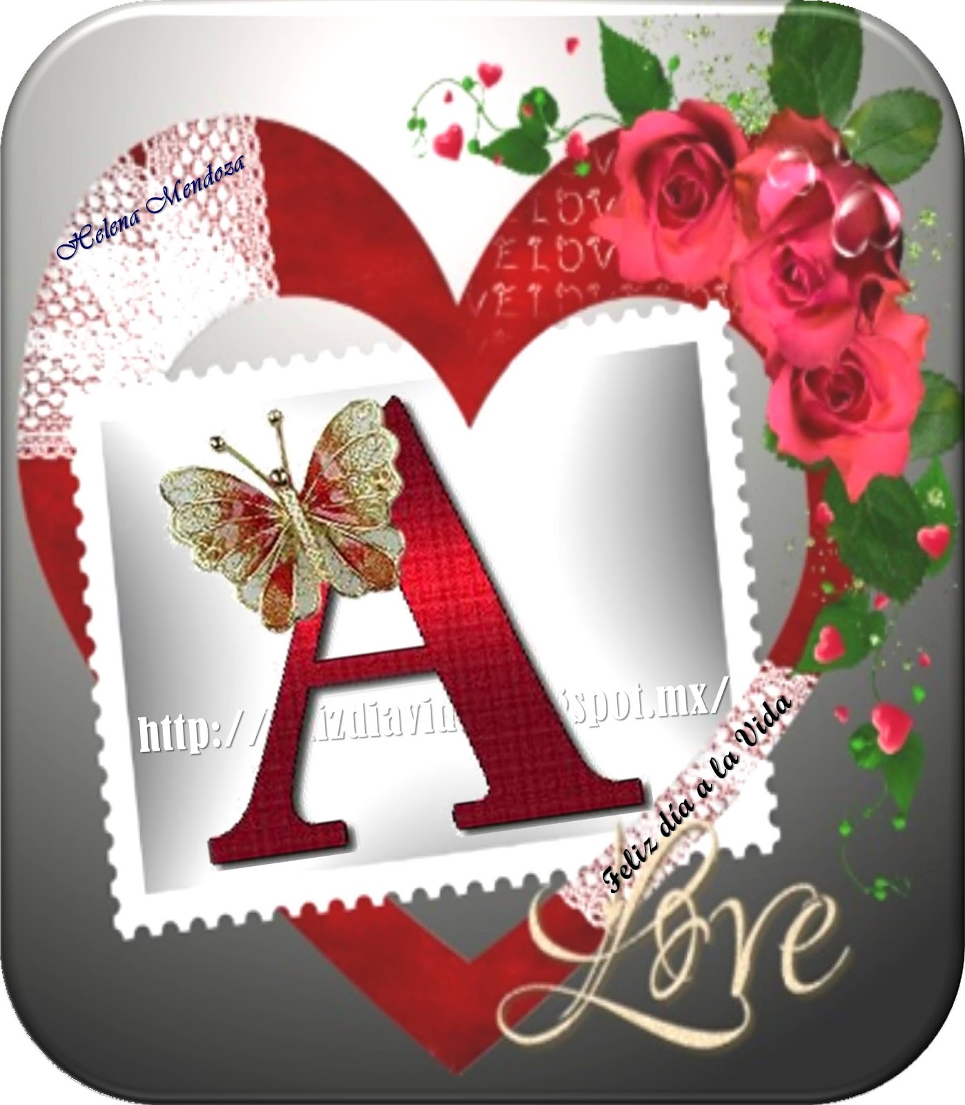 Iniciales Nombres y Más: Iniciales en bello corazón A a la I