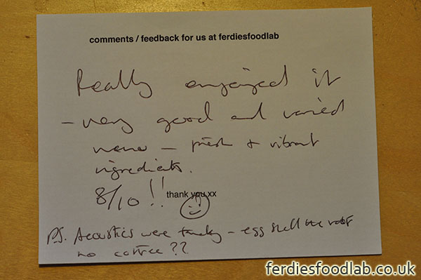 ferdiesfoodlab - London Supper Club - Battersea: Comments & Review - July