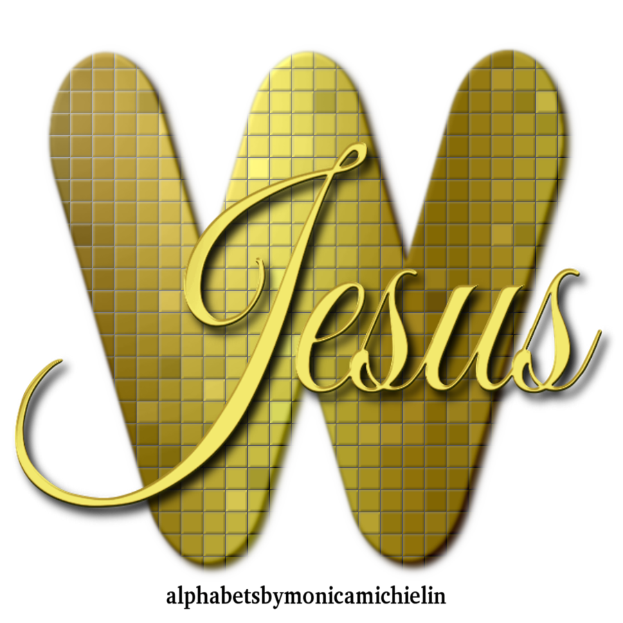 Monica Michielin Alphabets: 3-GOLDEN ALPHABET GOLD 'JESUS'