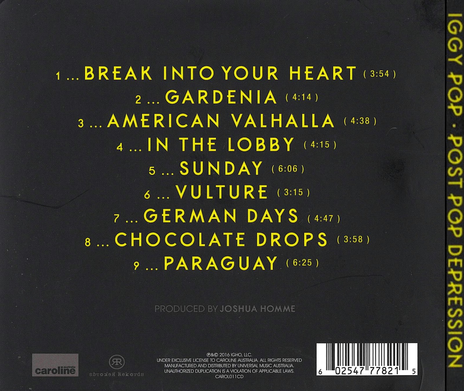 Classic Rock Covers Database: Iggy Pop - Post Pop Depression (2016)