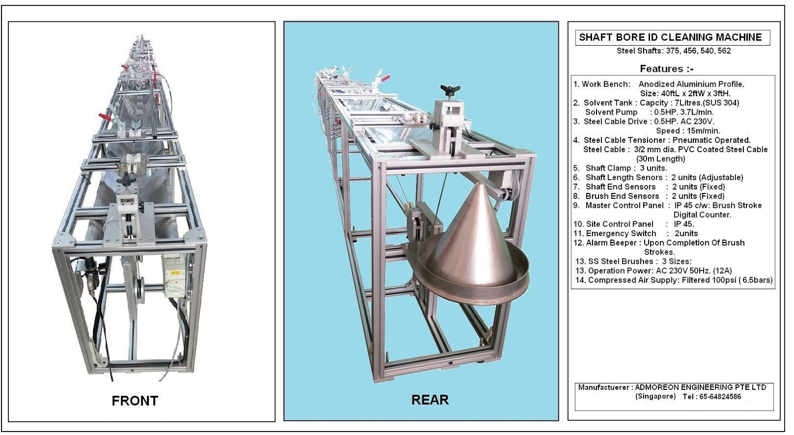 Admoreon Engineering: Steel Shaft ID Bore Cleaning Machine