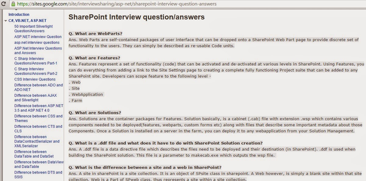 Interview questions and answers on share point