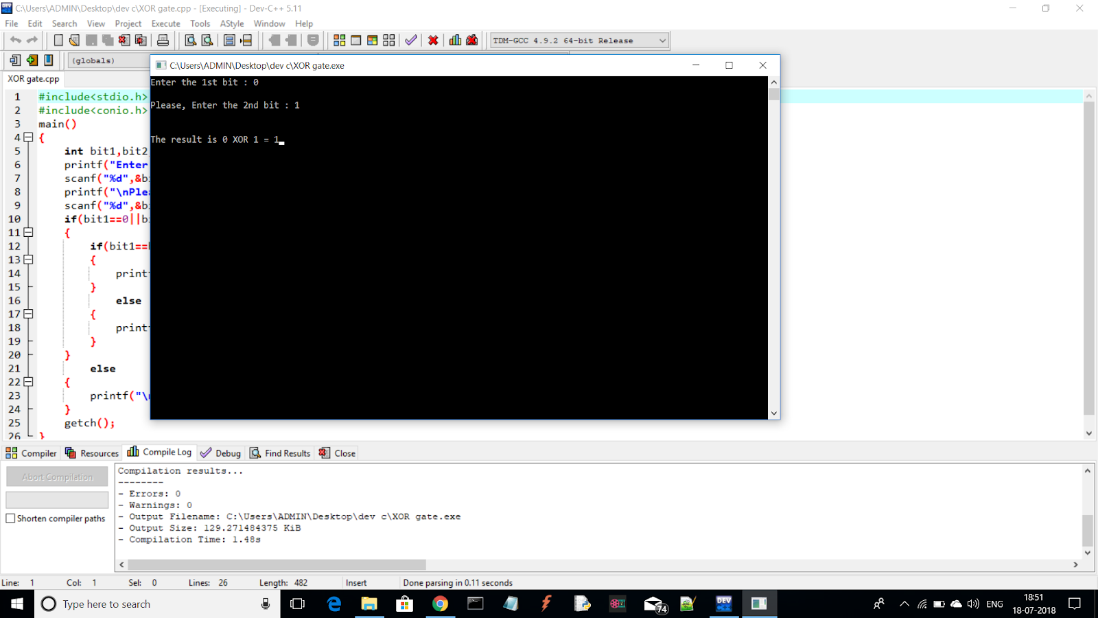 C-Program of XOR calculation(2 bit)