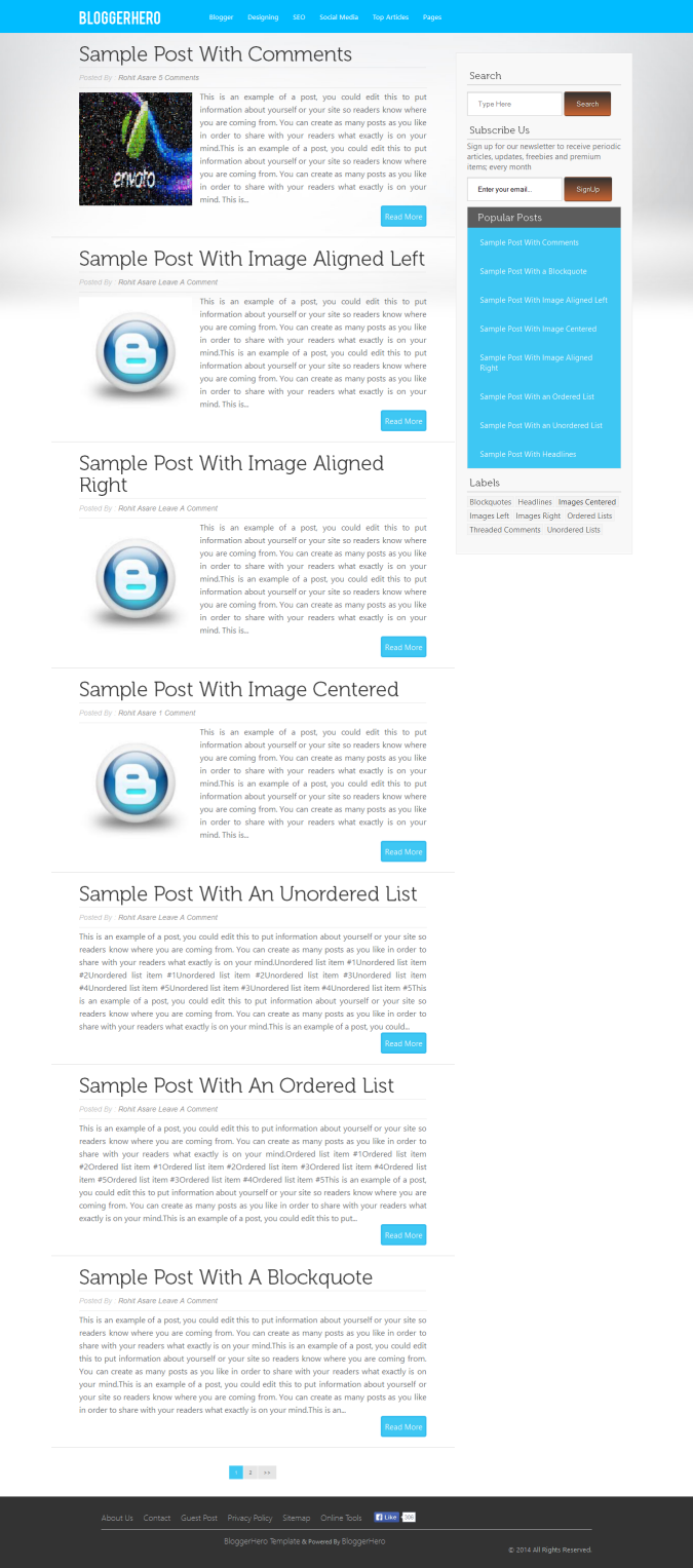 BloggerHero Responsive Blogger Template | Nulled Clone Script