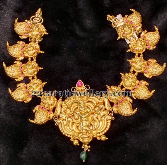 Lord Krishna Gold Mango Necklace - Jewellery Designs