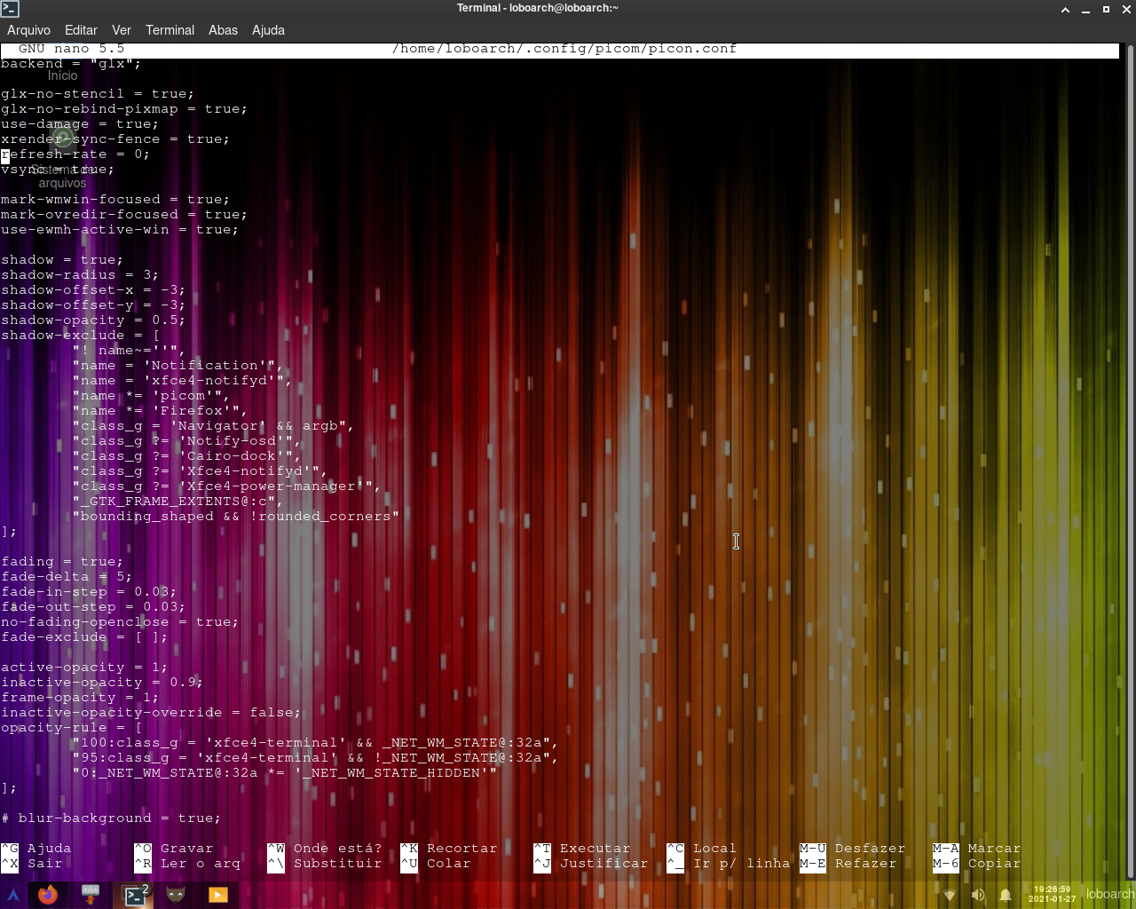 Picom compositor para X11 no Linux