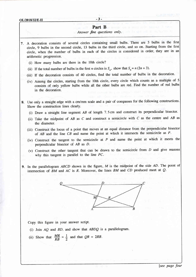 O/L English Medium Maths Pastpaper 2018 - www.lkedu.lk