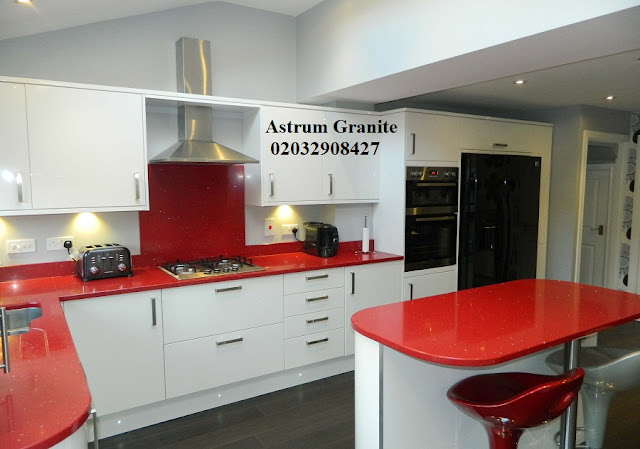 Get Best Red Starlight Quartz Kitchen Worktop in London UK – Astrum ...