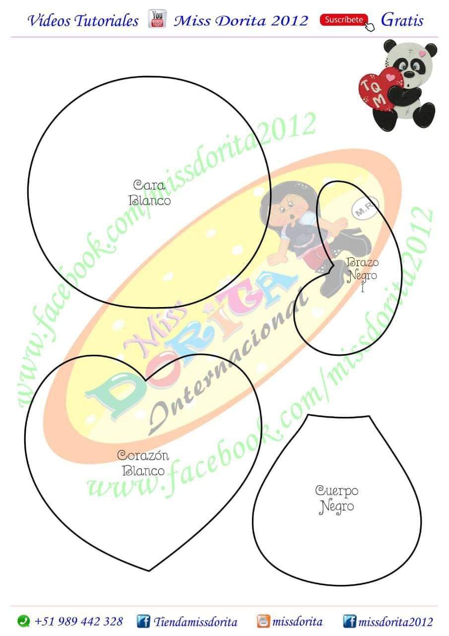 Ursinho panda em eva com molde | Molde para imprimir