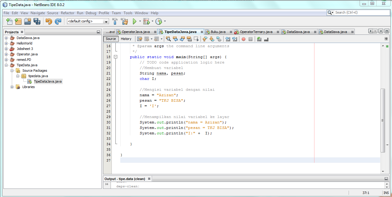 Azizan Arif R: TUTORIAL MEMBUAT TIPE DATA DENGAN JAVA/NETBEANS Azizan Arif R: TUTORIAL MEMBUAT TIPE DATA DENGAN JAVA/NETBEANS