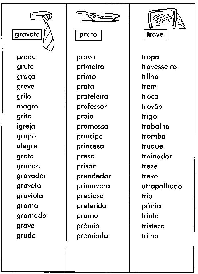 Pedagogas da paz: Lista de palavras com sílabas complexas - Ficha de leitura - Dificuldade ...