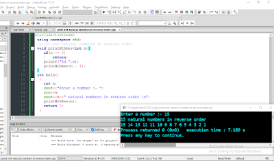 Program in C and C++ to print Nth natural numbers in reverse order ...