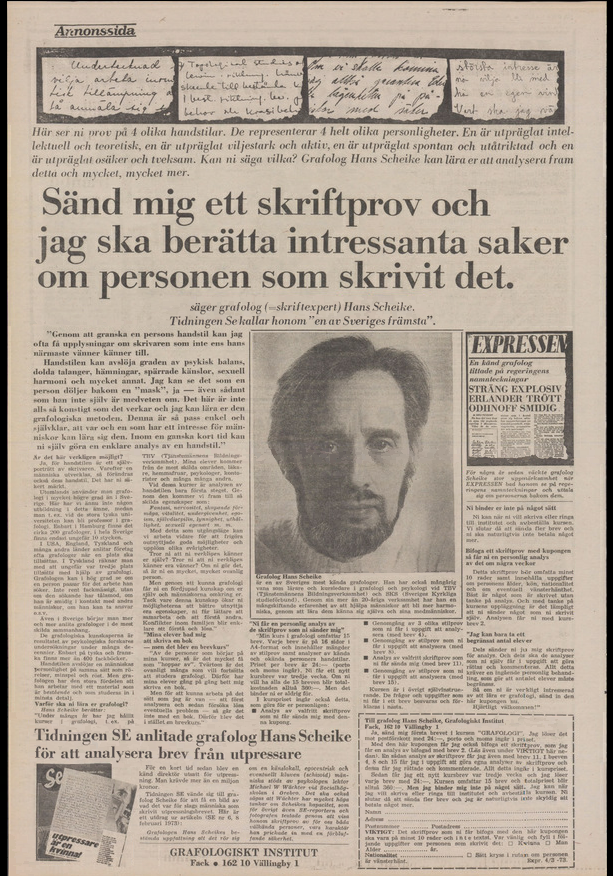 Jag vill vara farlig: Hans Scheike, grafolog med mera