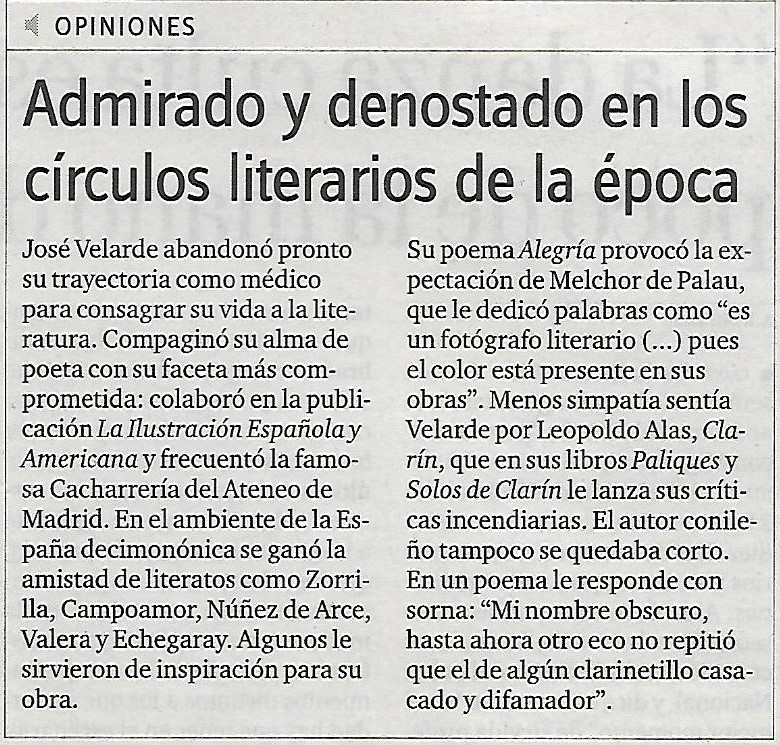 José Velarde Yusti: Admirado y denostado en los círculos literarios de ...