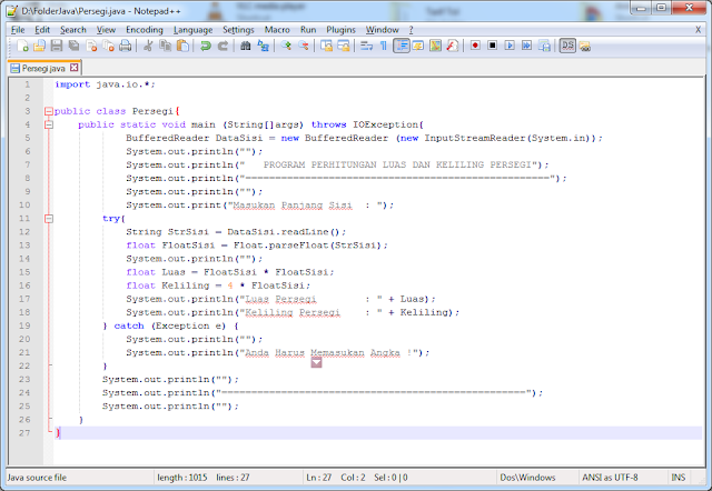 KurniadiSan's Blog: Contoh Program JAVA "Perhitungan Luas dan Keliling ...