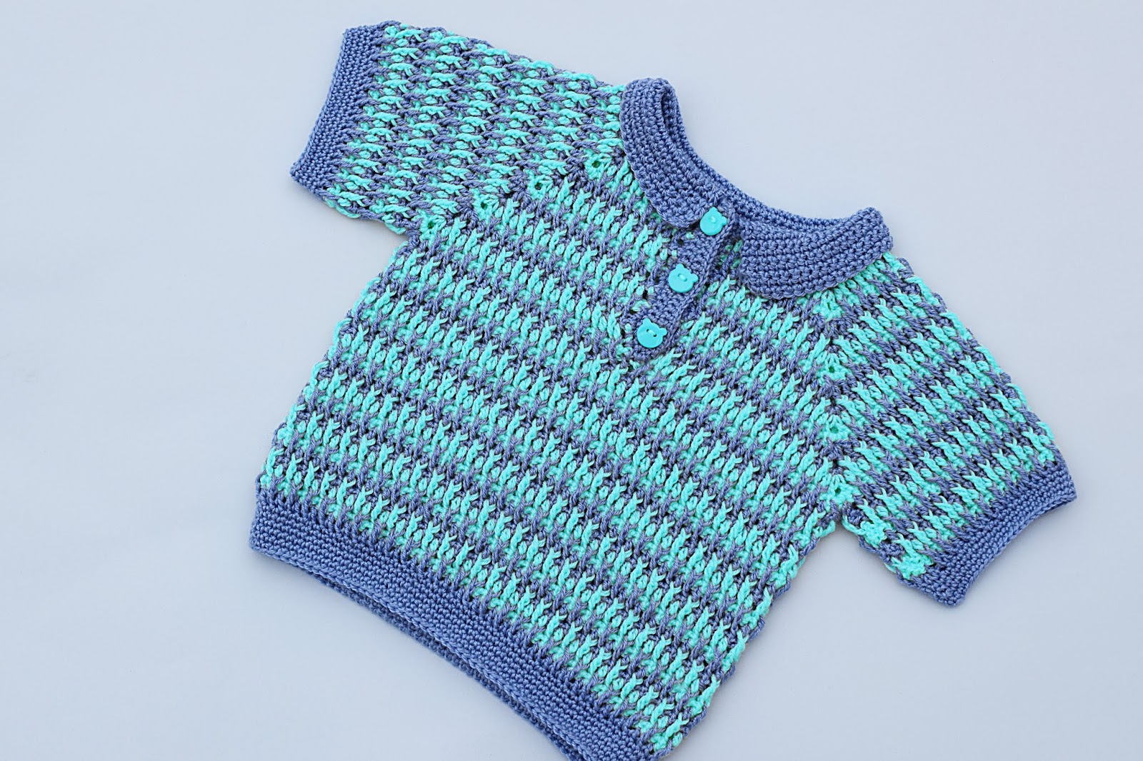 3 - Imagen Crochet Polo azul y amarillo a crochet y ganchillo por ...