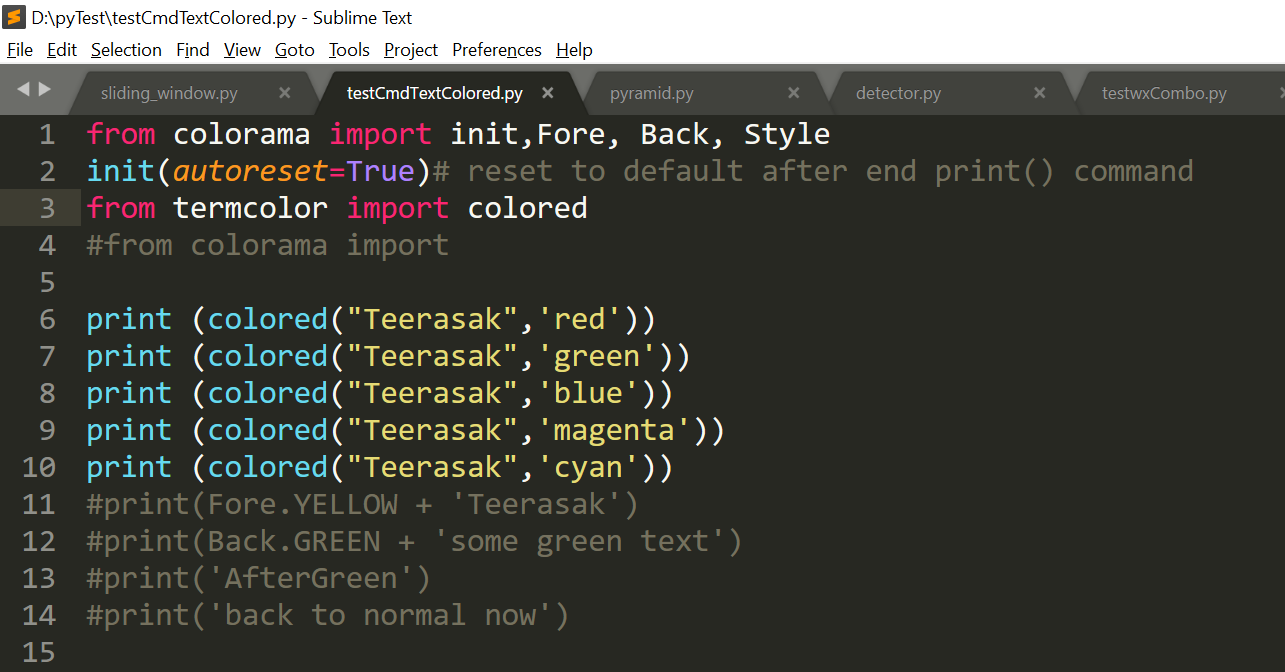 Python3 : ใส่สีให้ Text Mode Application