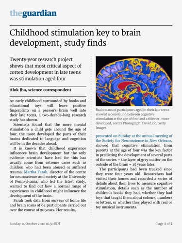 IQ's Corner: Article: Childhood stimulation key to brain development ...