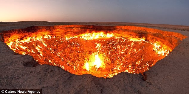 A Flaming Big Hole That Won't Stop Burning: Giant Gas Crater Called The ...
