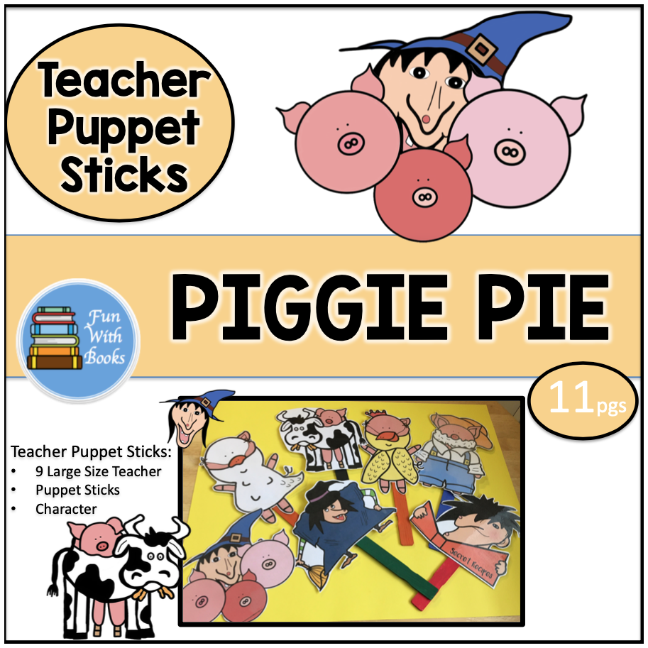PIGGIE PIE TEACHER PUPPET STICKS ~ Book Units by Lynn