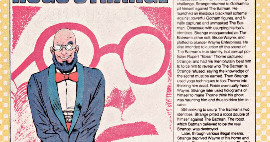 The Deathstroke Files: Professor Hugo Strange's 1986 Who's Who Entry