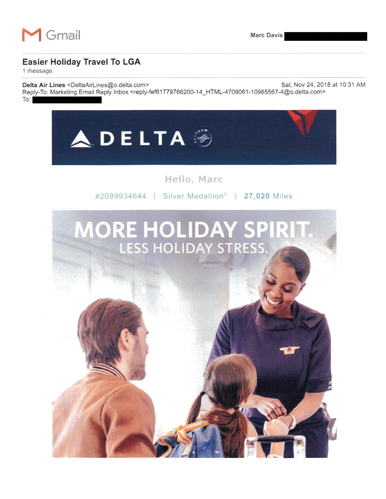 Mail That Fails: Delta Airlines: LGA, Delays, and Holidays