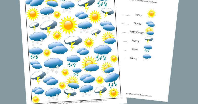 Weather Themed I Spy Game {Free Printable for Kids} | And Next Comes L ...