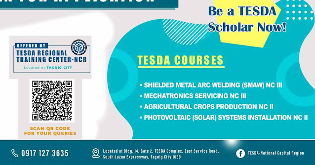 4 Free TESDA Training Program for April 2021 (NO TUITION FEE)