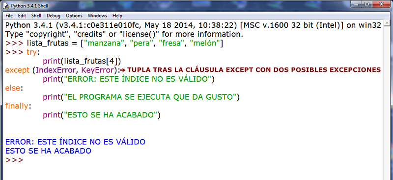 APRENDER A PROGRAMAR CON PYTHON: TRATAMIENTO DE EXCEPCIONES