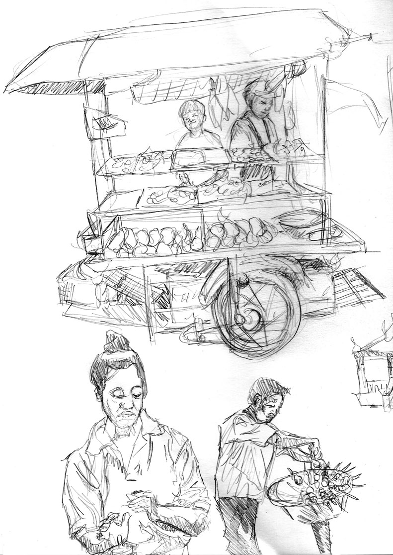 James Mathurin Art: More Thai Street Market sketches
