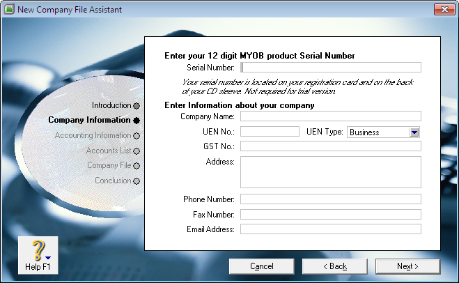 LPIA English Course Computer Training: Screenshot MYOB 3