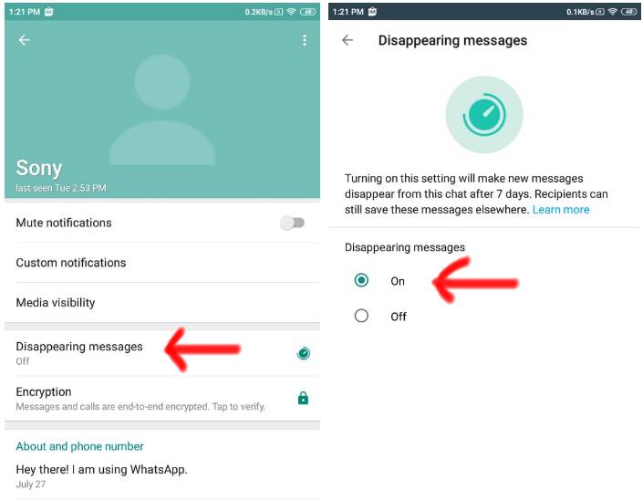 Activate WhatsApp temporary messages on Android smartphone - serbaCARA ...