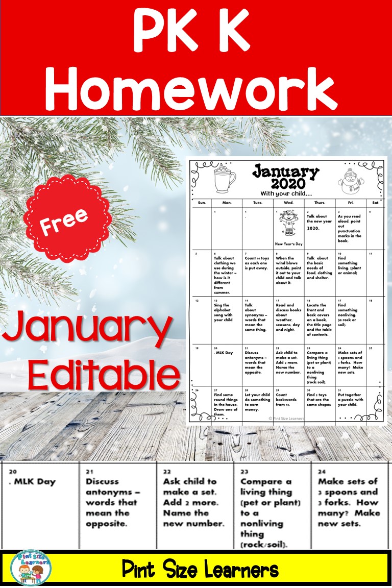 Back to School January Edition for PK and K - Pint Size Learners